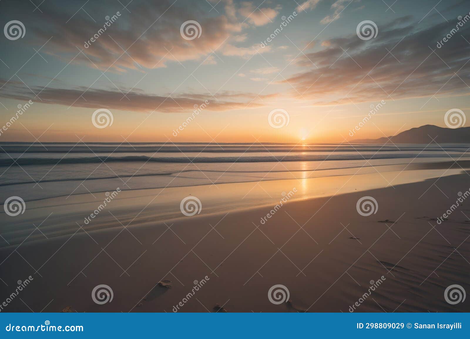 Beautiful Sunset on the Beach with Reflection in the Water. Long ...