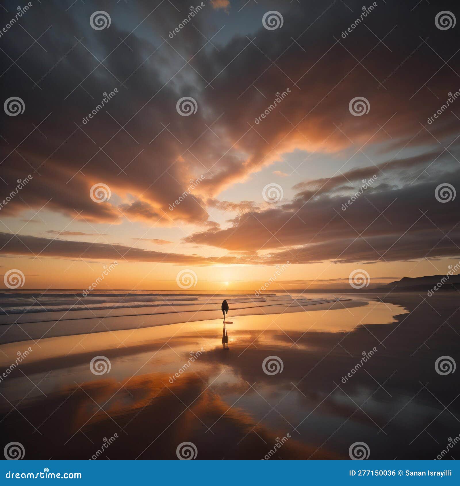 Beautiful Sunset on the Beach with Reflection in the Water. Beautiful ...
