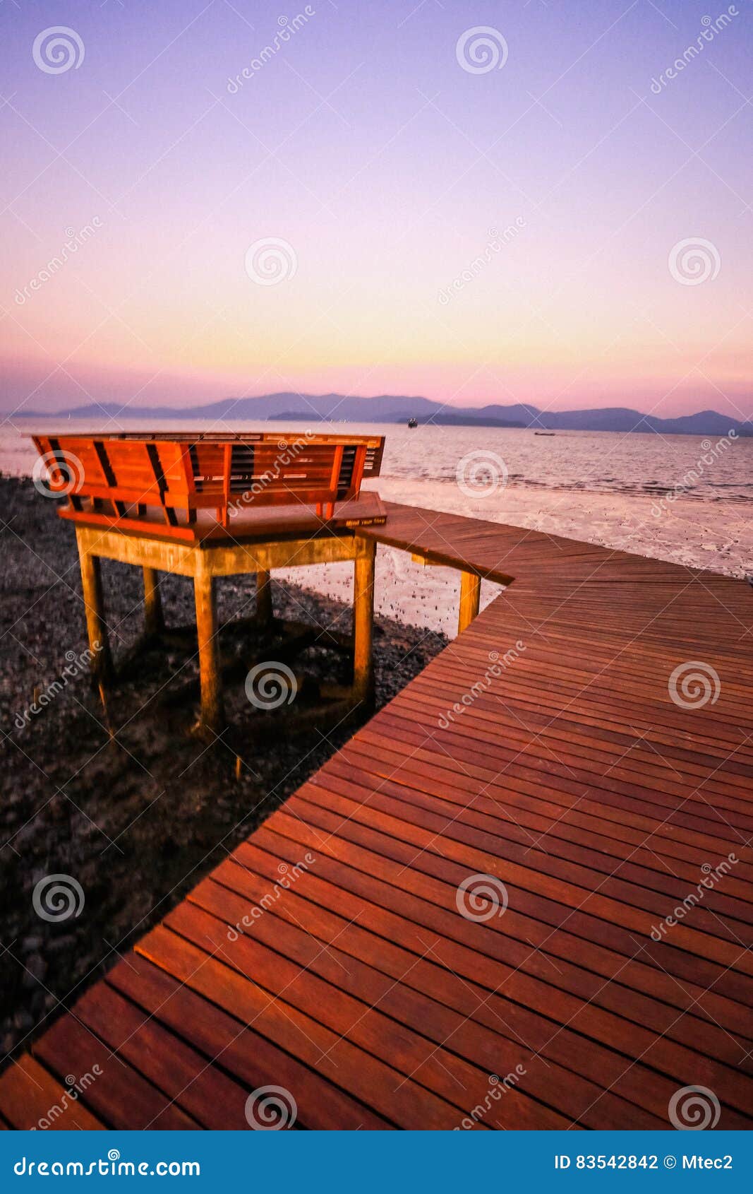 Beautiful Sunset Beach with Walkway Stock Photo - Image of holiday ...