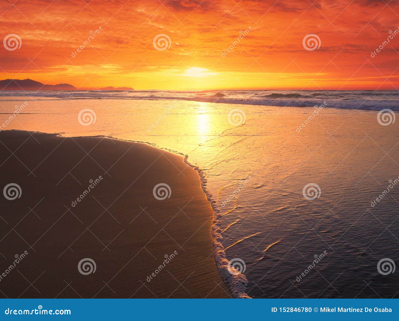 Beautiful Sunset on Beach Shore in Summer Stock Photo - Image of ...