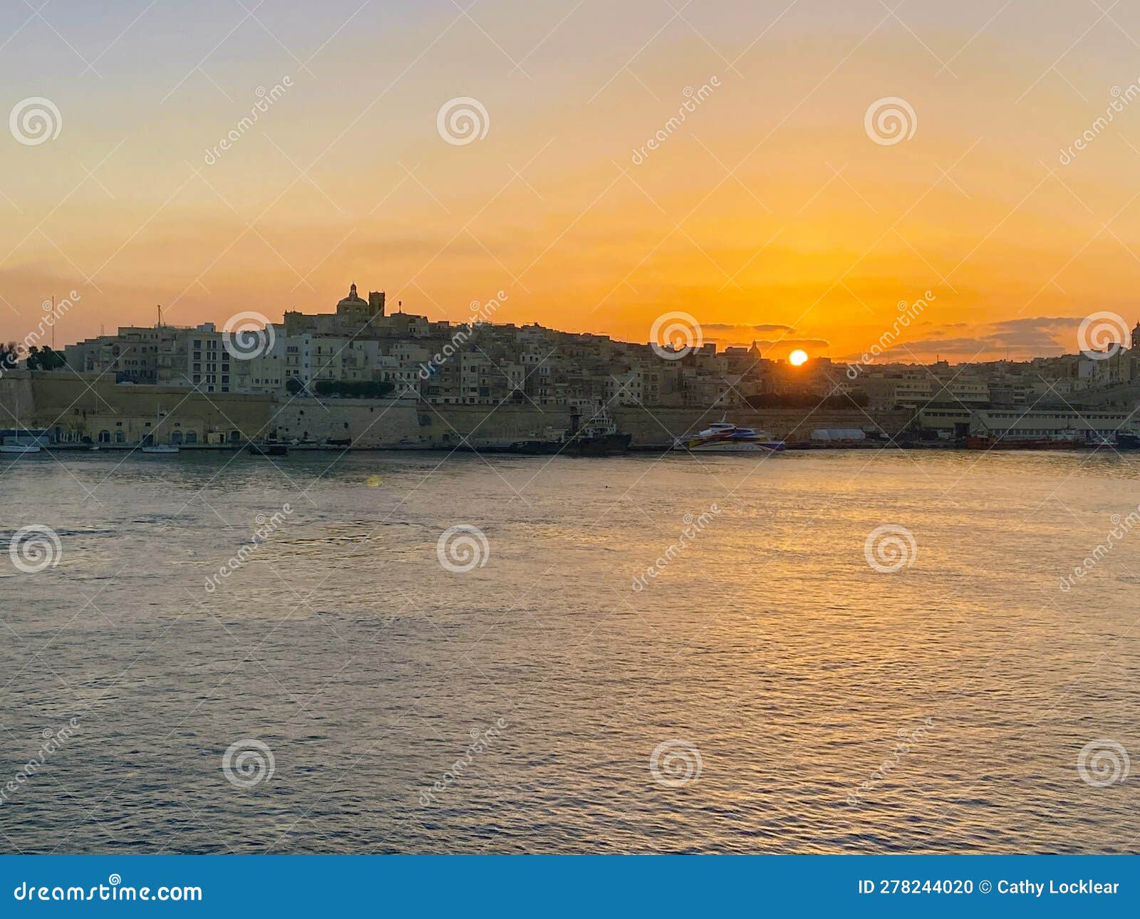 Beautiful Sunset Behind the Skyline in Valletta, Malta Stock Photo ...