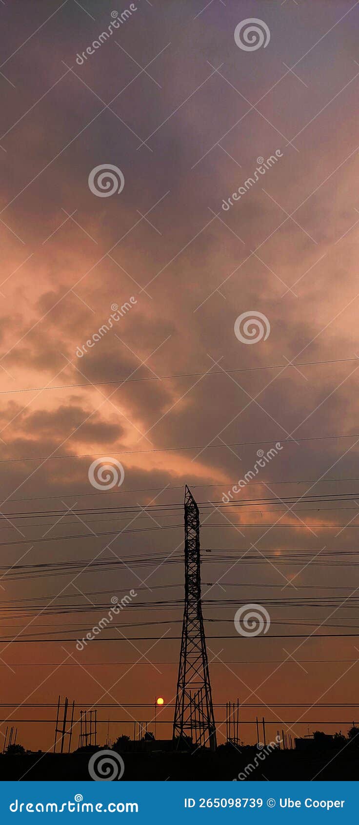 Beautiful Sunset Below the Wire . Nice Stock Image - Image of beautiful ...