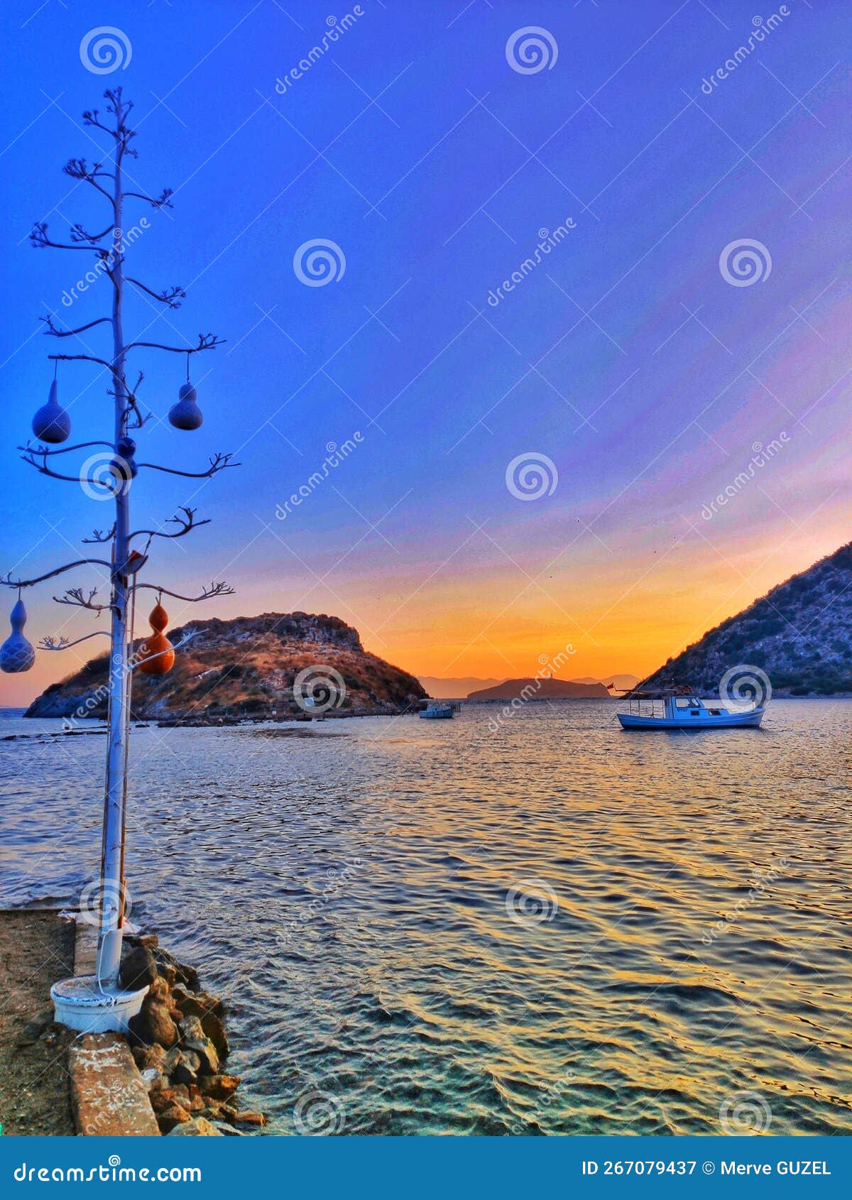 A Beautiful Sunset in Bodrum Gumusluk Stock Image - Image of beach ...
