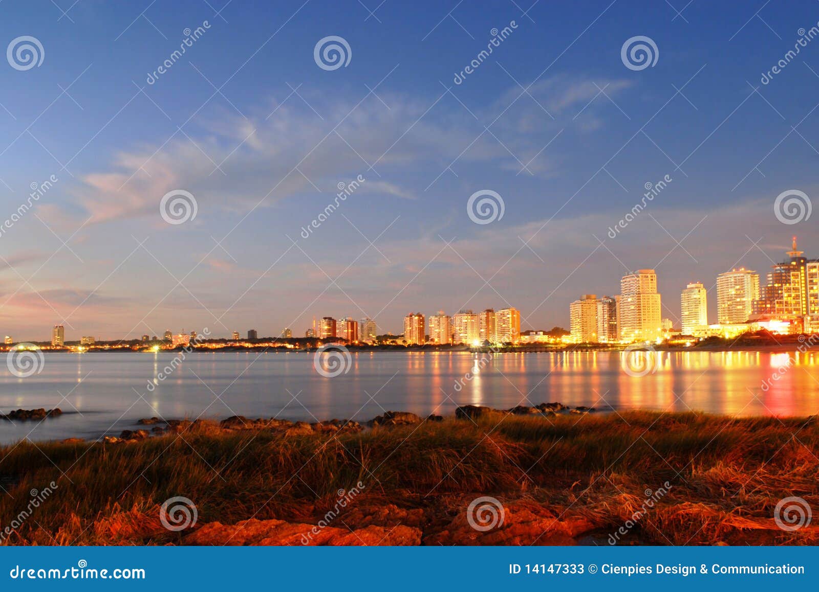 Beautiful Sunset at Building Seashore Stock Image - Image of blue ...