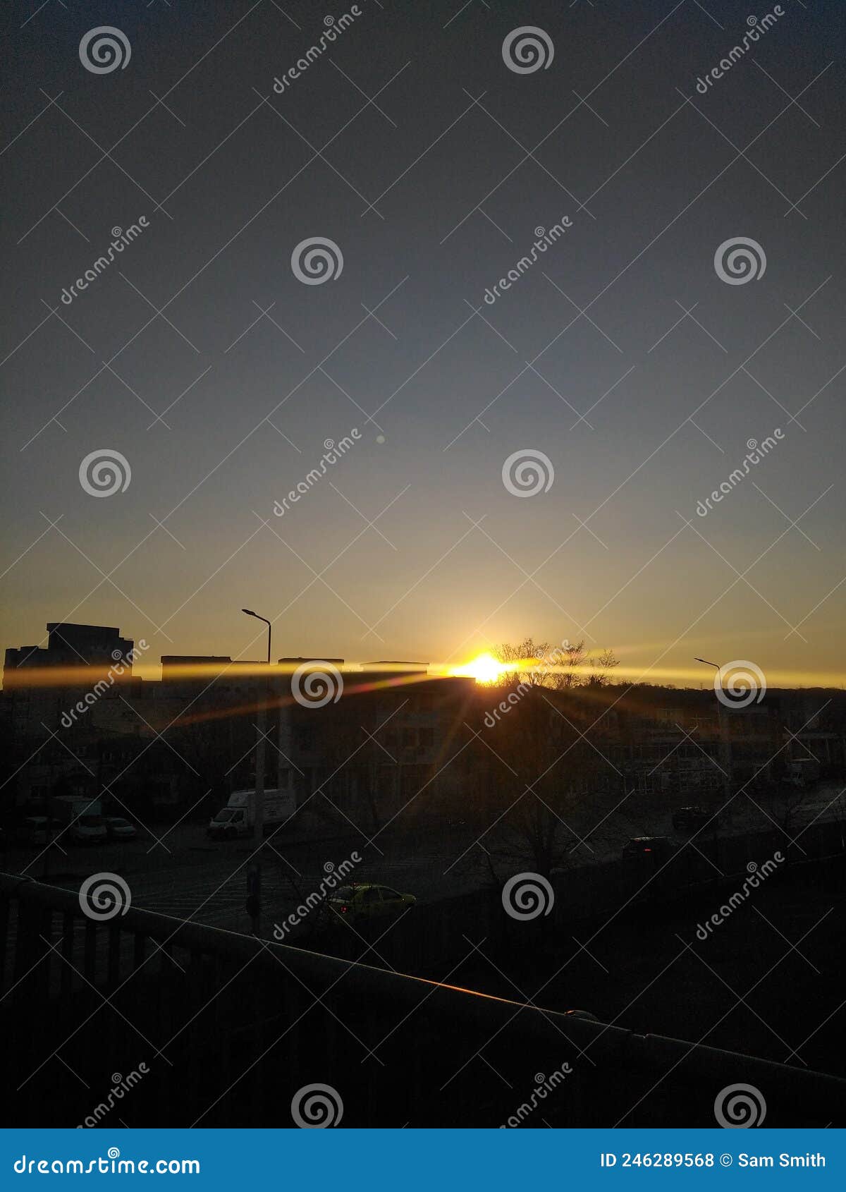 Beautiful Sunset / Clear Sky Stock Photo - Image of reflection, dawn ...