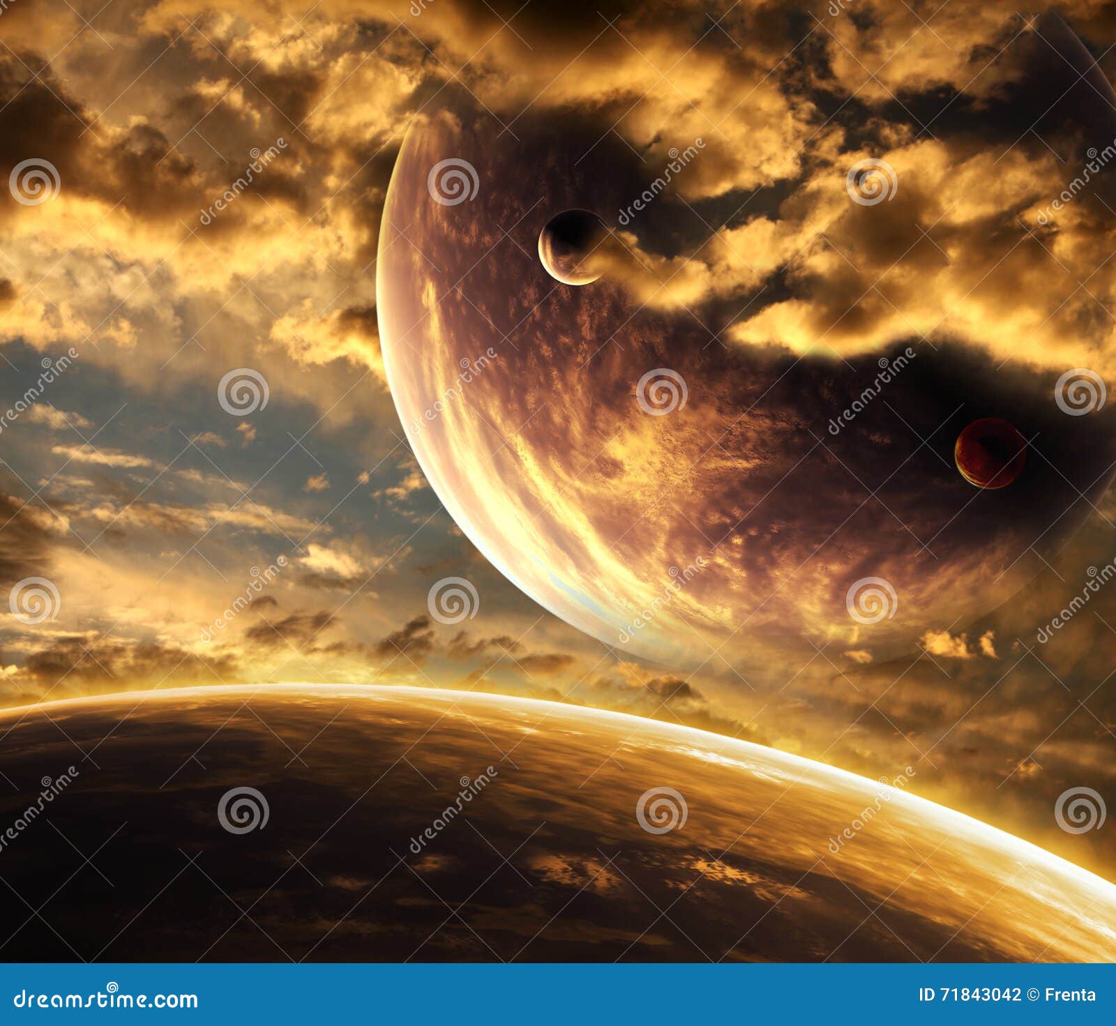 Beautiful Sunset, Cloud and Planet Stock Illustration - Illustration of ...