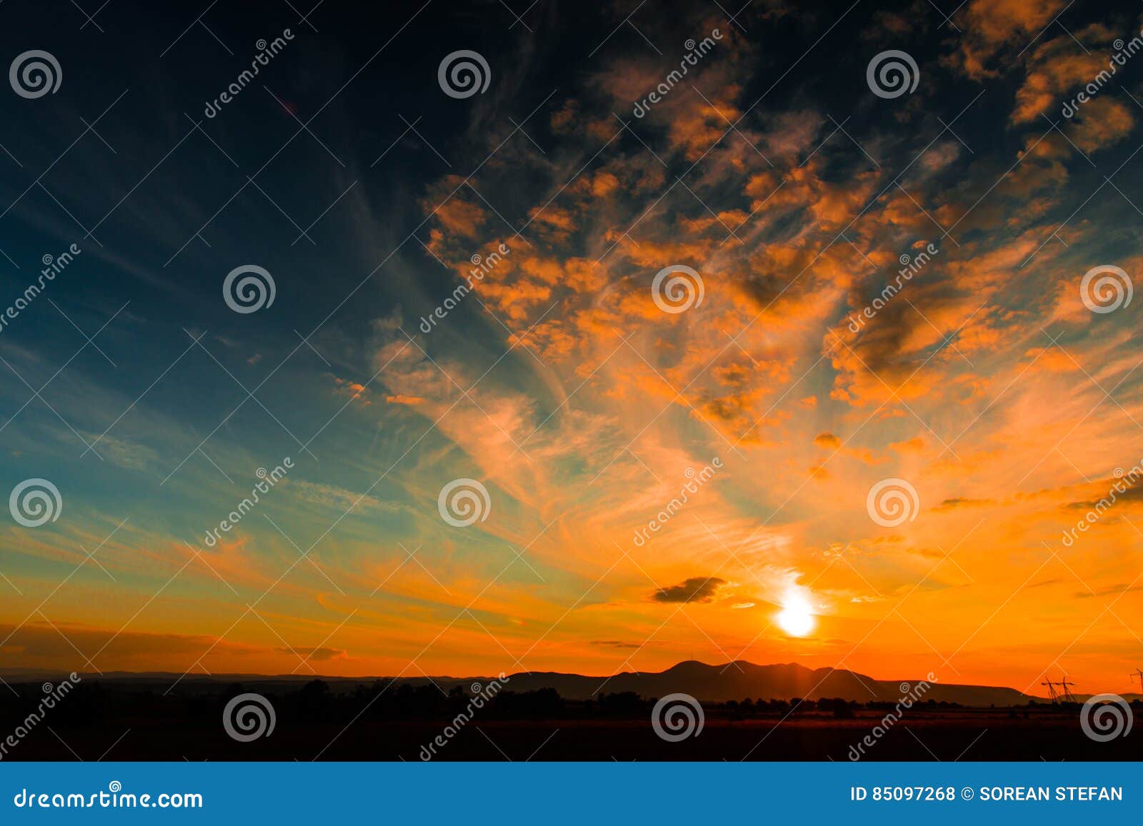 Beautiful Sunset and Clouds Stock Photo - Image of mountains, pine ...