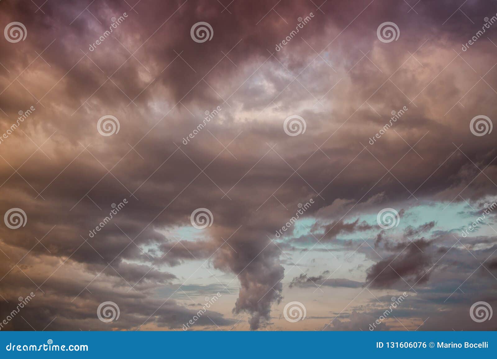 Beautiful Sunset and Clouds in the Shape of a Vortex Stock Photo ...