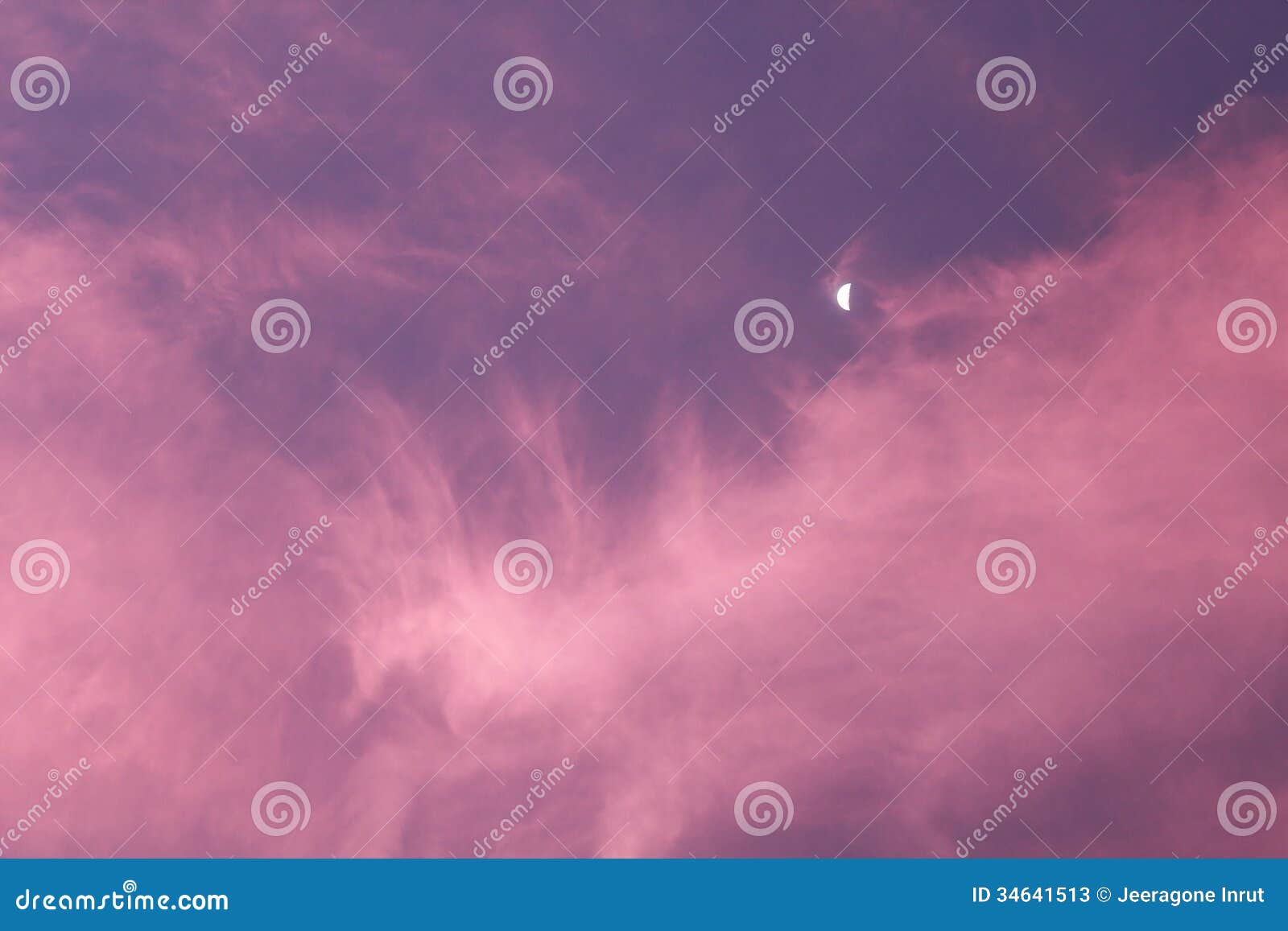 Beautiful Sunset and Crescent Stock Image - Image of blue, sundown ...