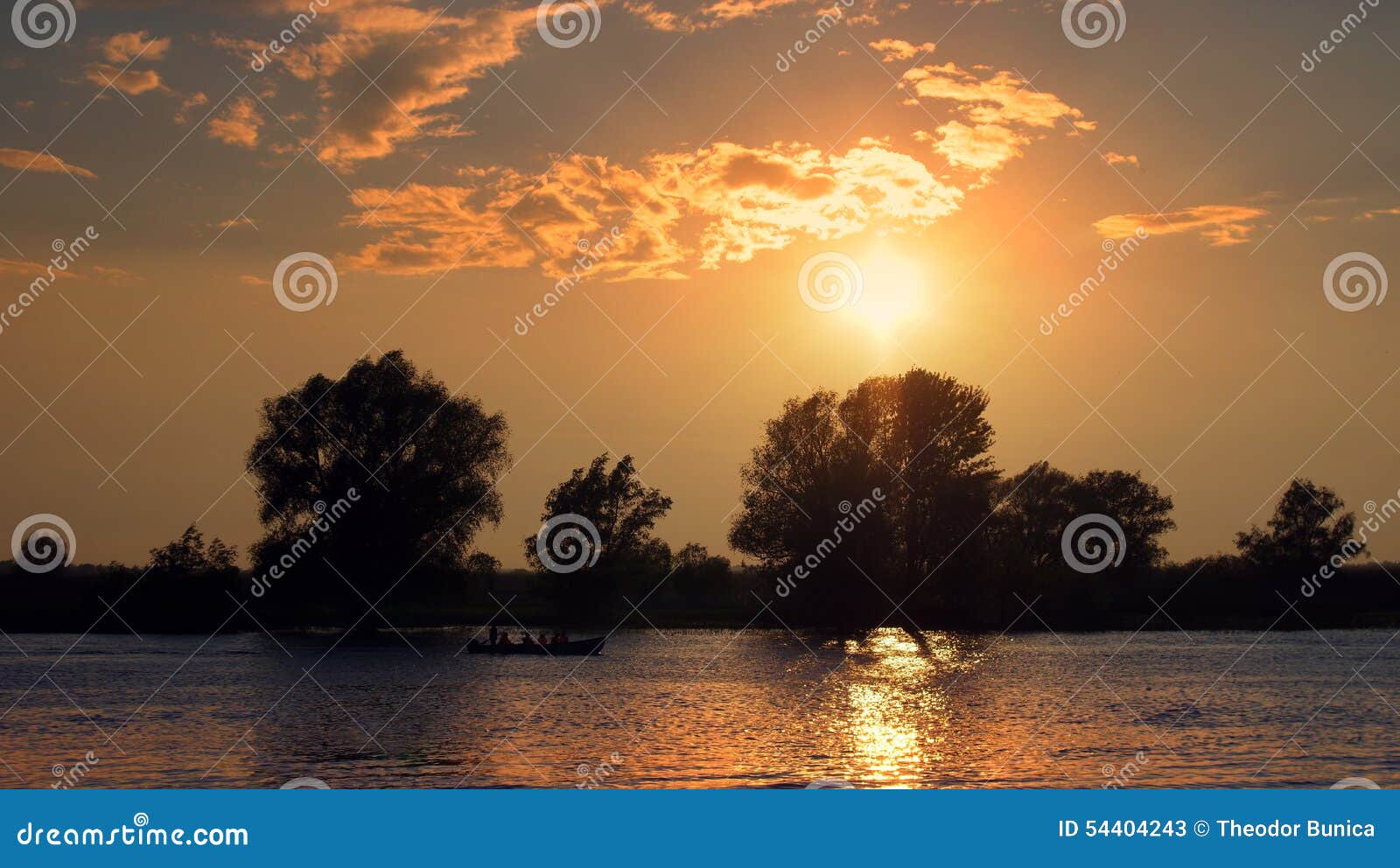Danube River. Beautiful Sunset Landscape - Danube Delta, Landmark ...