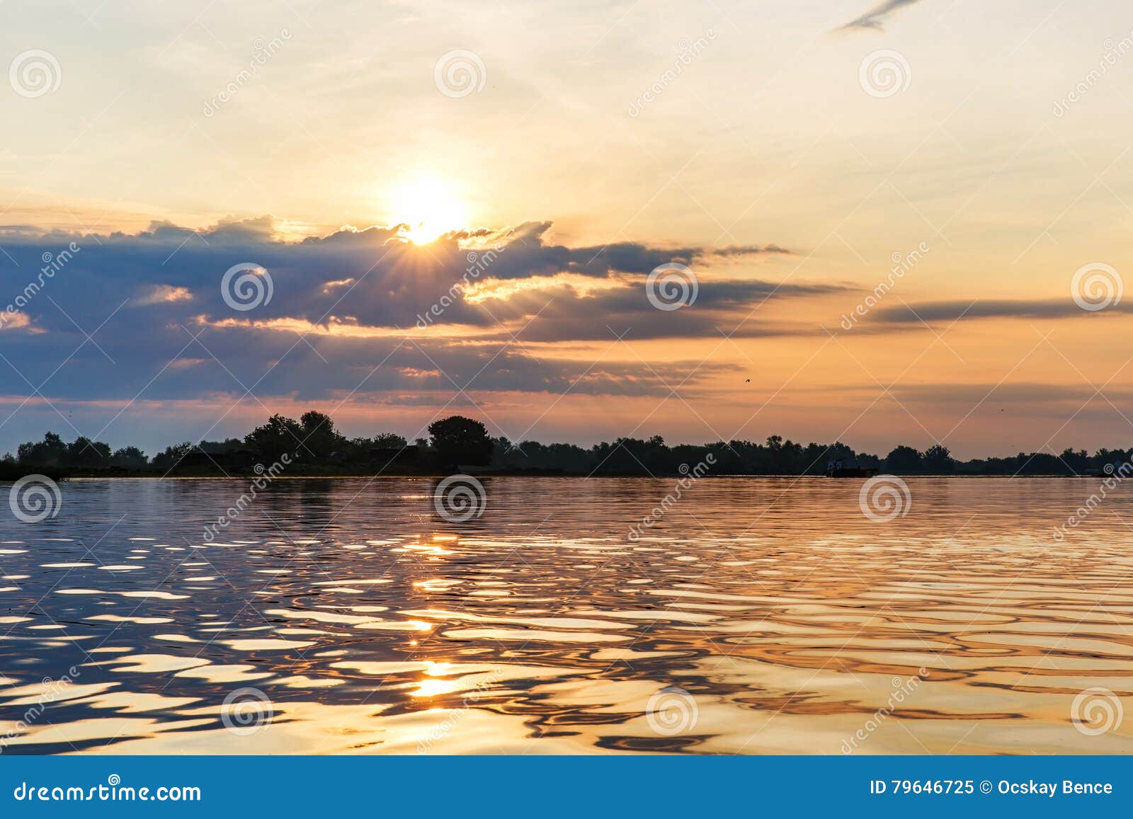 Beautiful Sunset in Danube Delta Stock Image - Image of cloud, evening ...