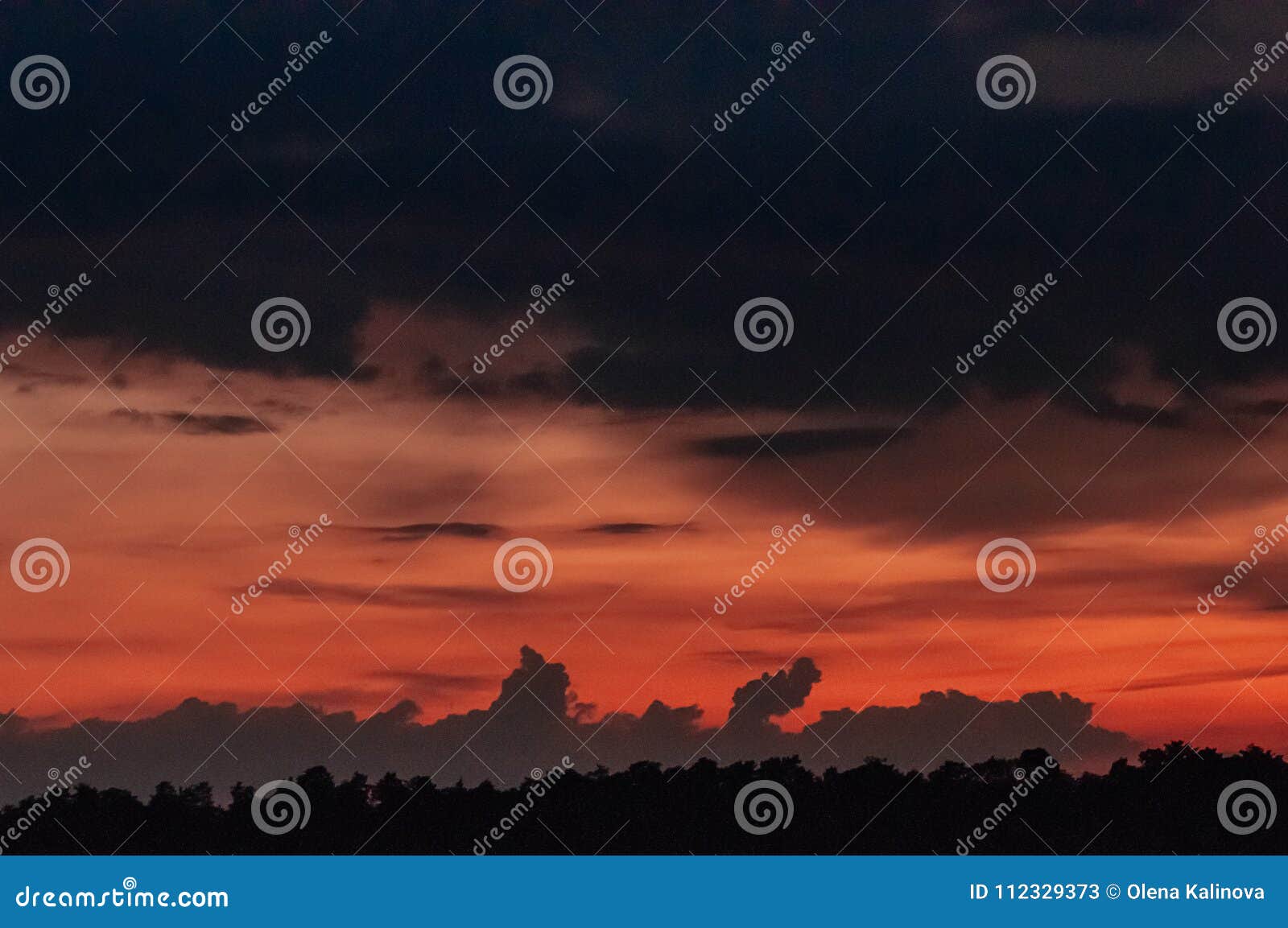 Beautiful Sunset Dramatic Red Sky with Dark Clouds Stock Image - Image ...
