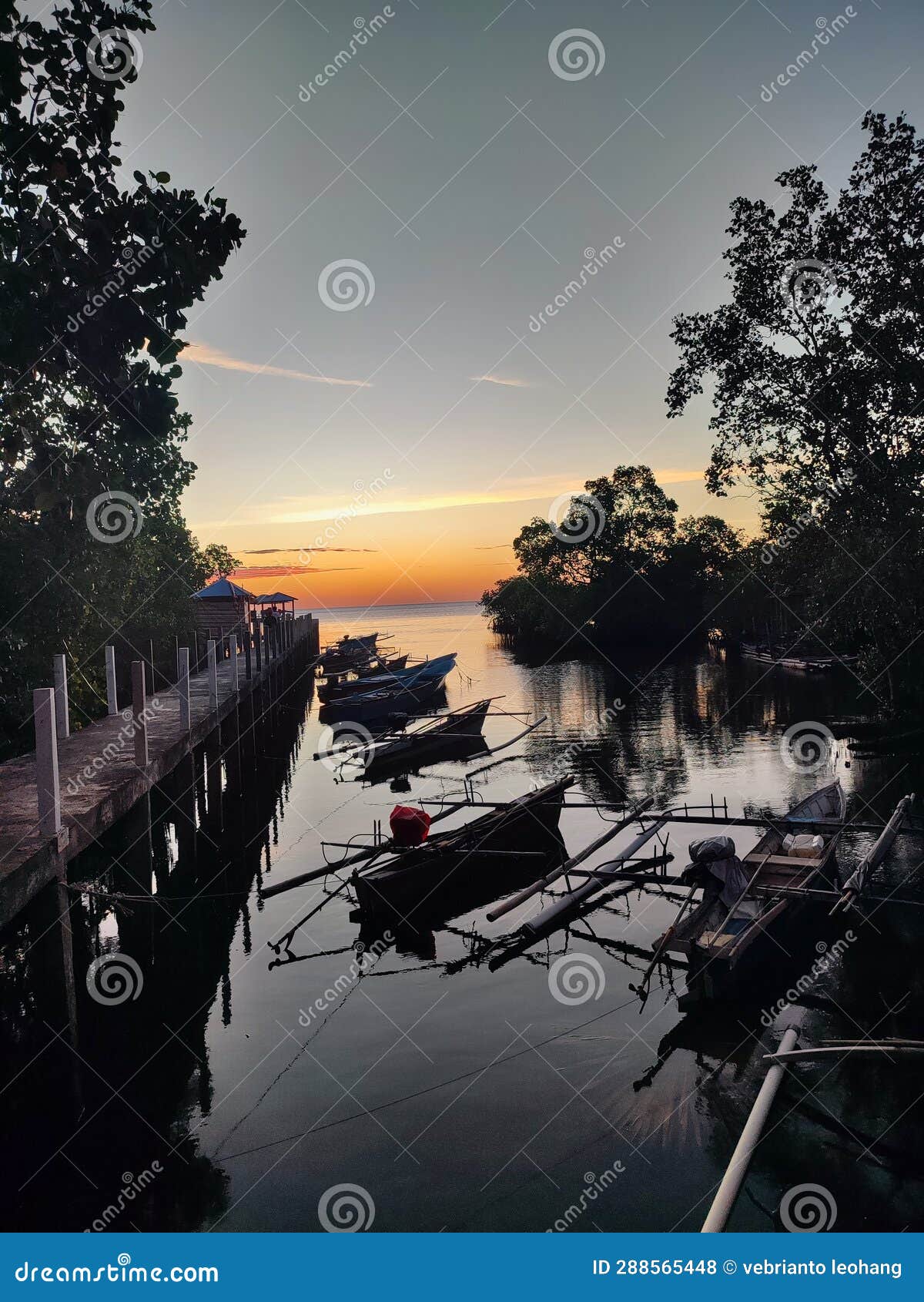Beautiful Sunset on the Edge of the Pier Stock Photo - Image of canal ...