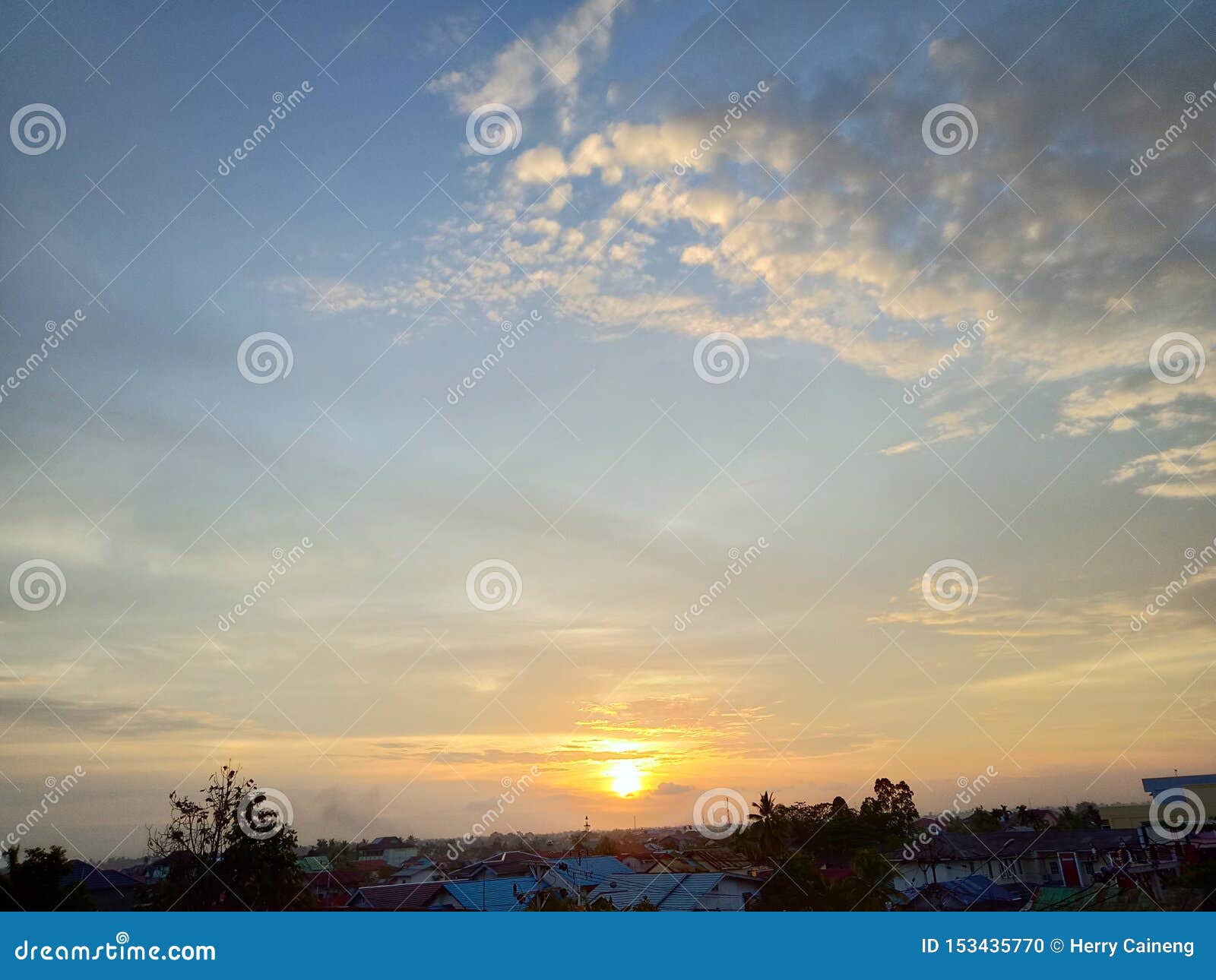 Beautiful Sunset and Evening Sky with Clouds for Background Stock Photo ...