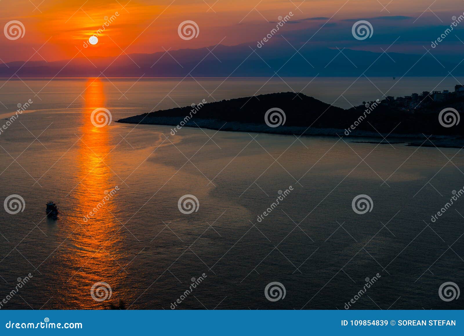 Beautiful sunset in Greece stock image. Image of evening - 109854839