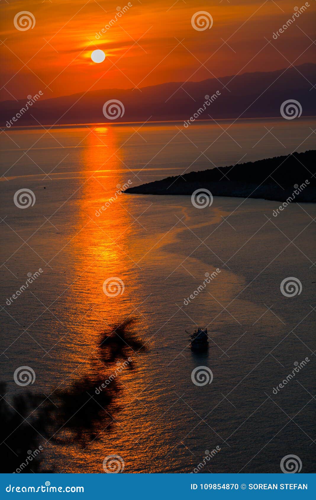 Beautiful sunset in Greece stock photo. Image of dusk - 109854870