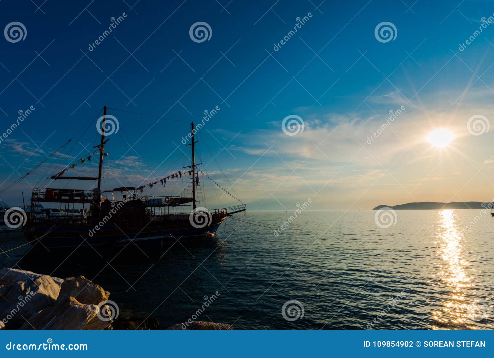 Beautiful sunset in Greece stock photo. Image of evening - 109854902