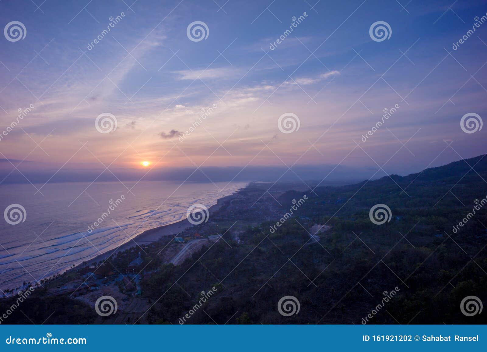 Sunset from Hill, with Beach View Stock Photo - Image of cityscape ...