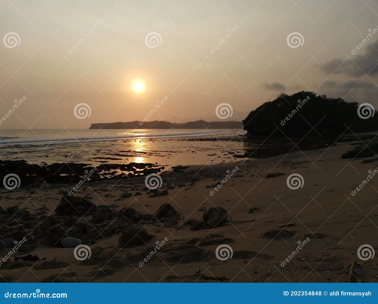 Beautiful Sunset in Indonesian Beach Stock Photo - Image of reflection ...