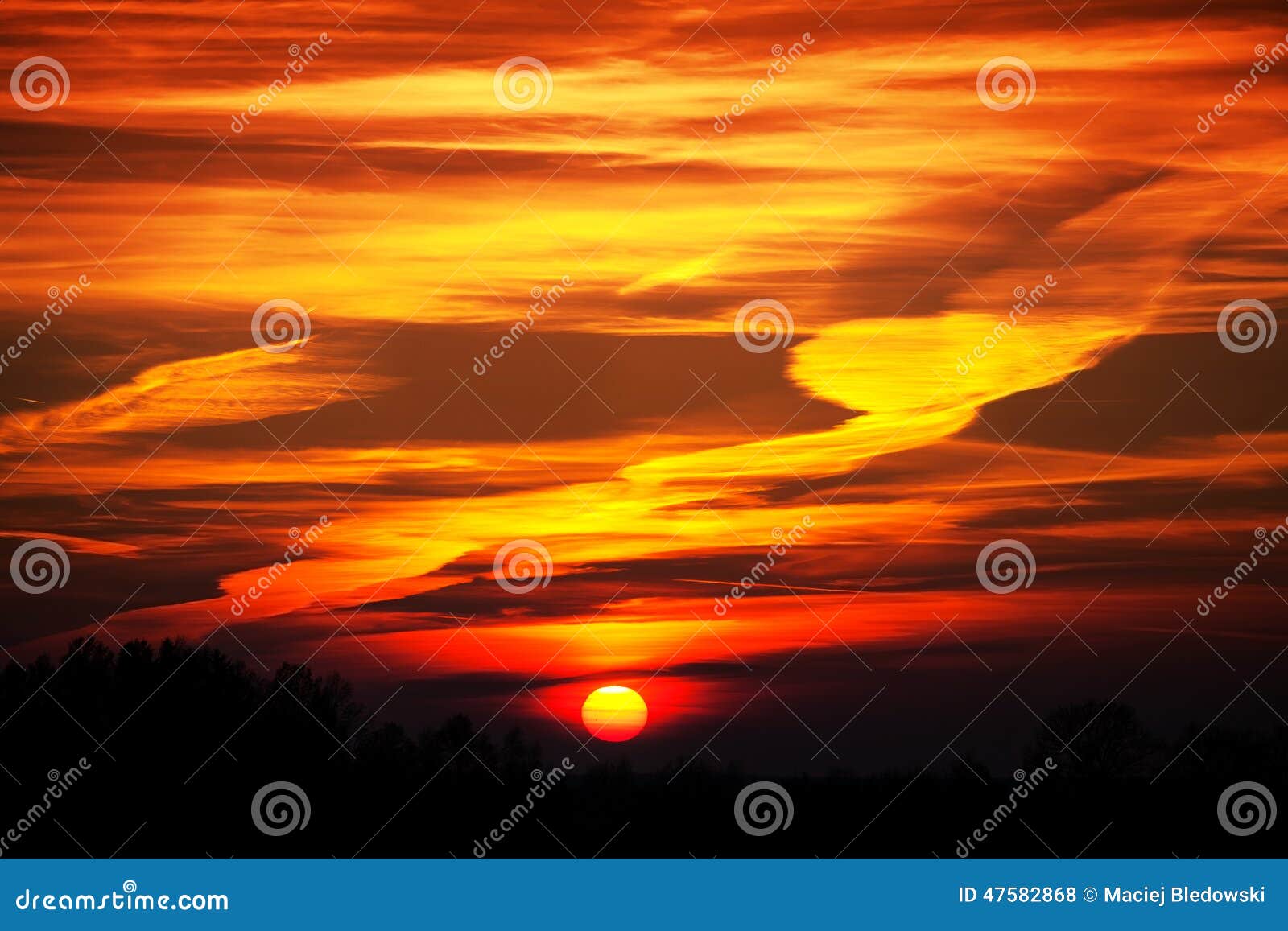 Beautiful Sunset with Intense and Dramatic Colors of Clouds Stock Photo ...