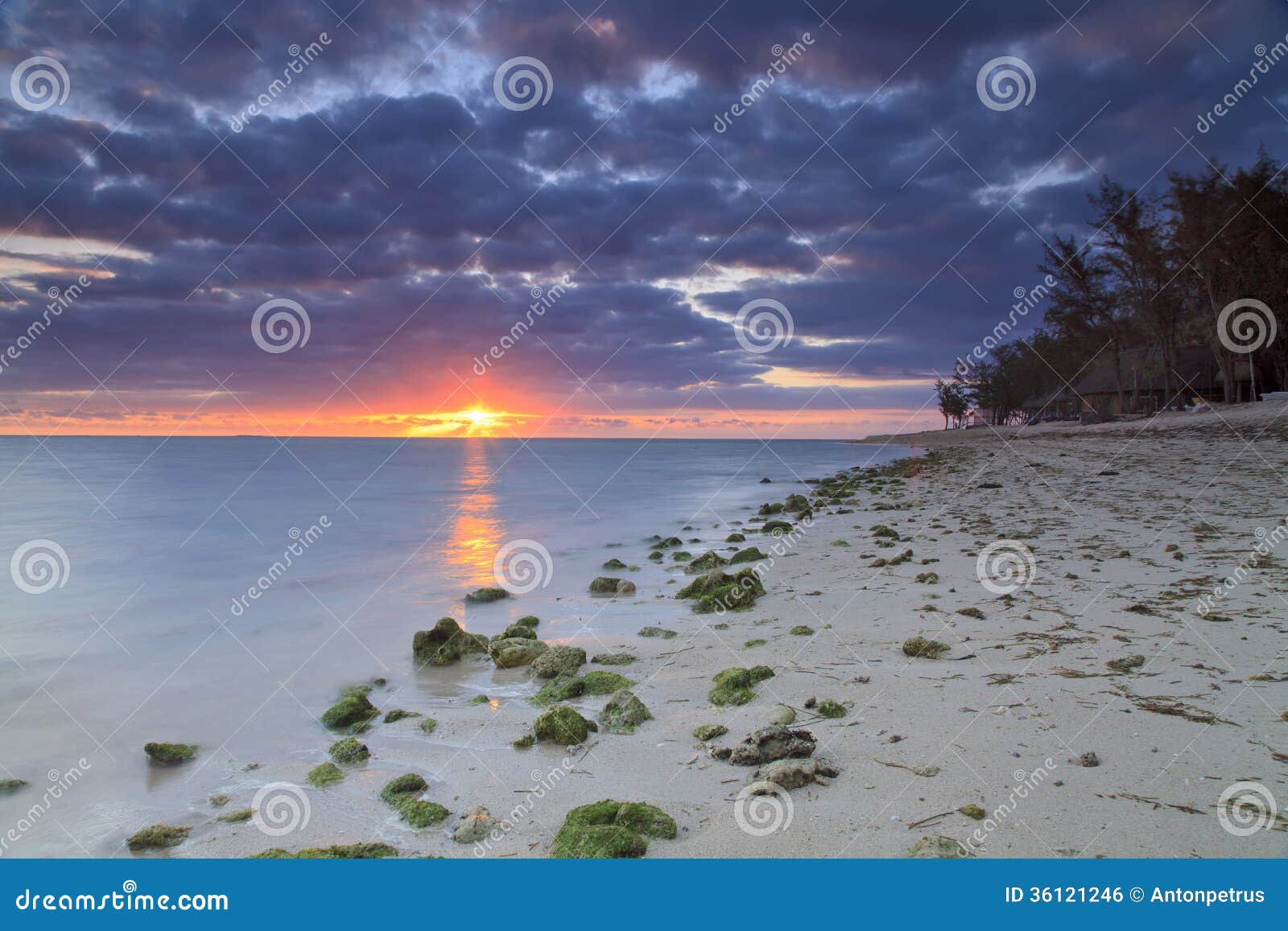 Beautiful sunset on island stock photo. Image of peaceful - 36121246