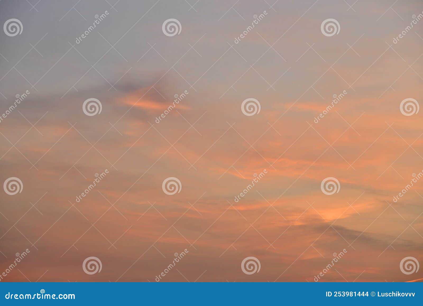 Beautiful Sunset Light and Clouds and a Trace of the Plane. Evening ...