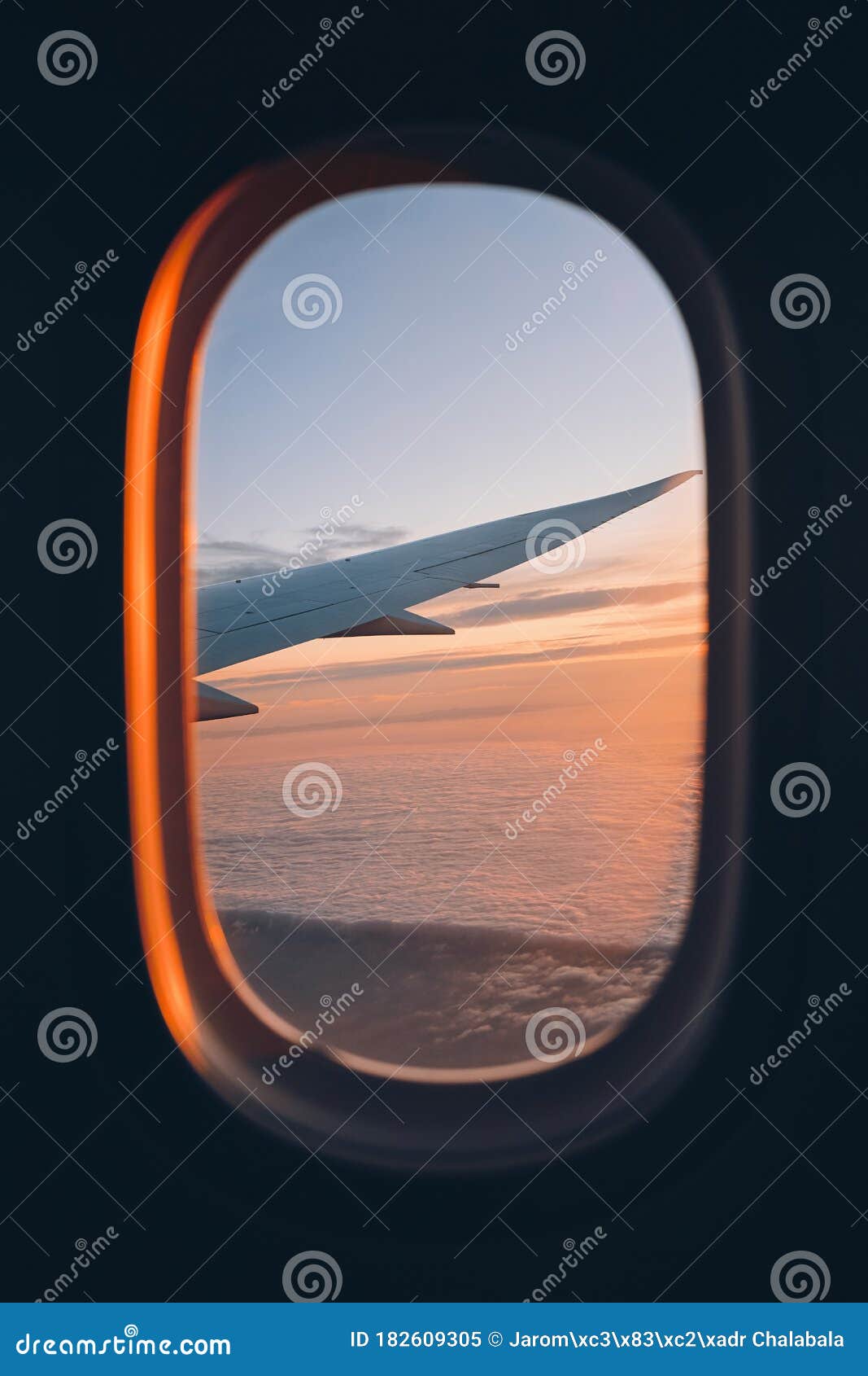 Beautiful Sunset Look through Airplane Window Stock Image - Image of ...