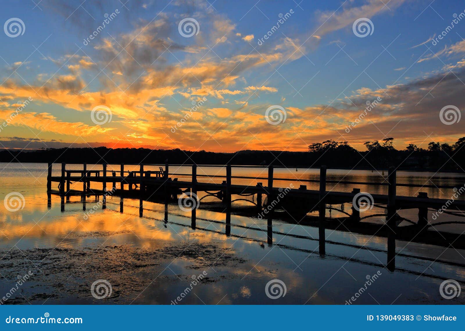 Beautiful Sunset and Timber Jetty Silhouette Stock Image - Image of ...