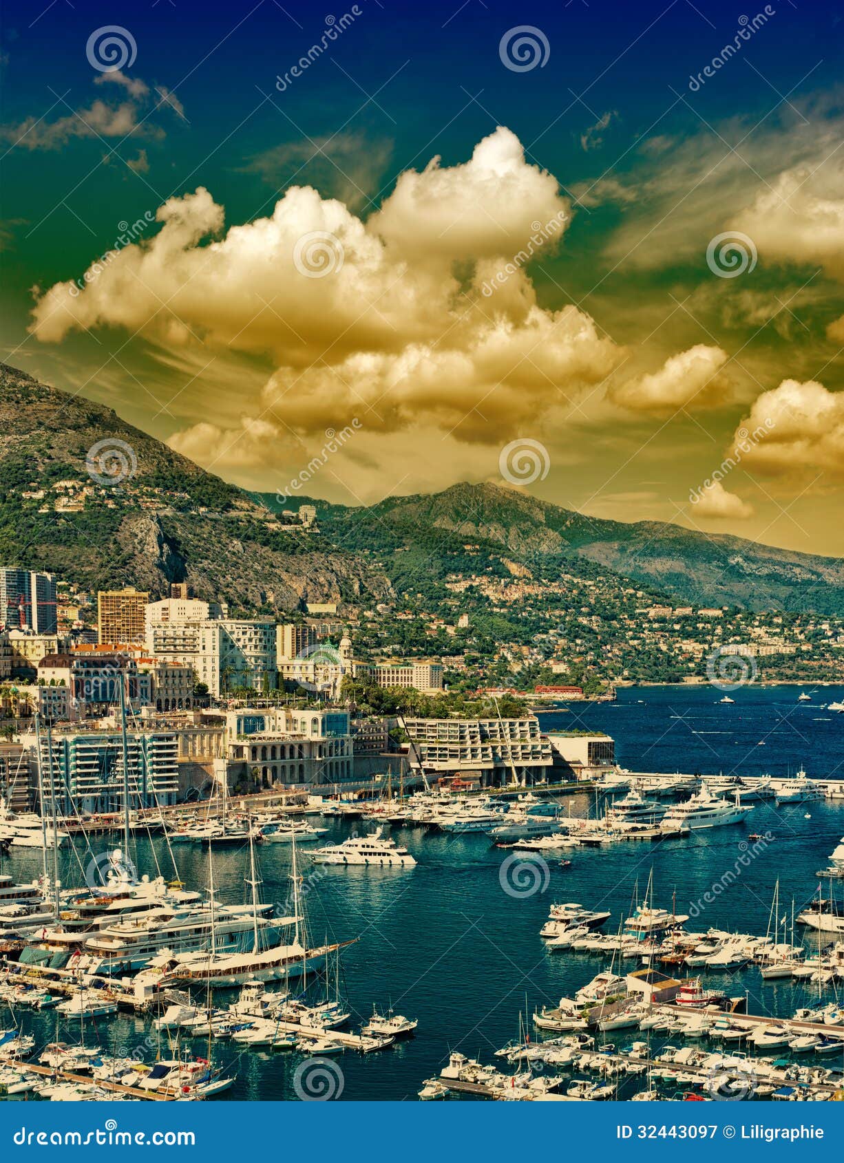 Beautiful Sunset in Monaco. Mediterranean Landscape Stock Image - Image ...