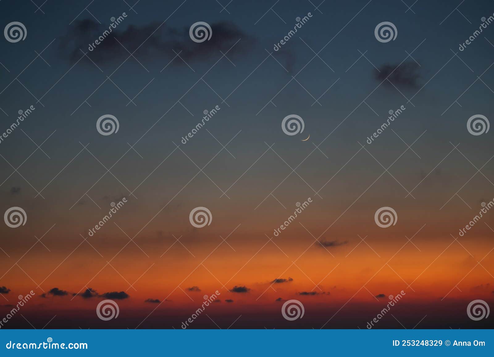 Beautiful Sunset and Moon stock image. Image of moon - 253248329