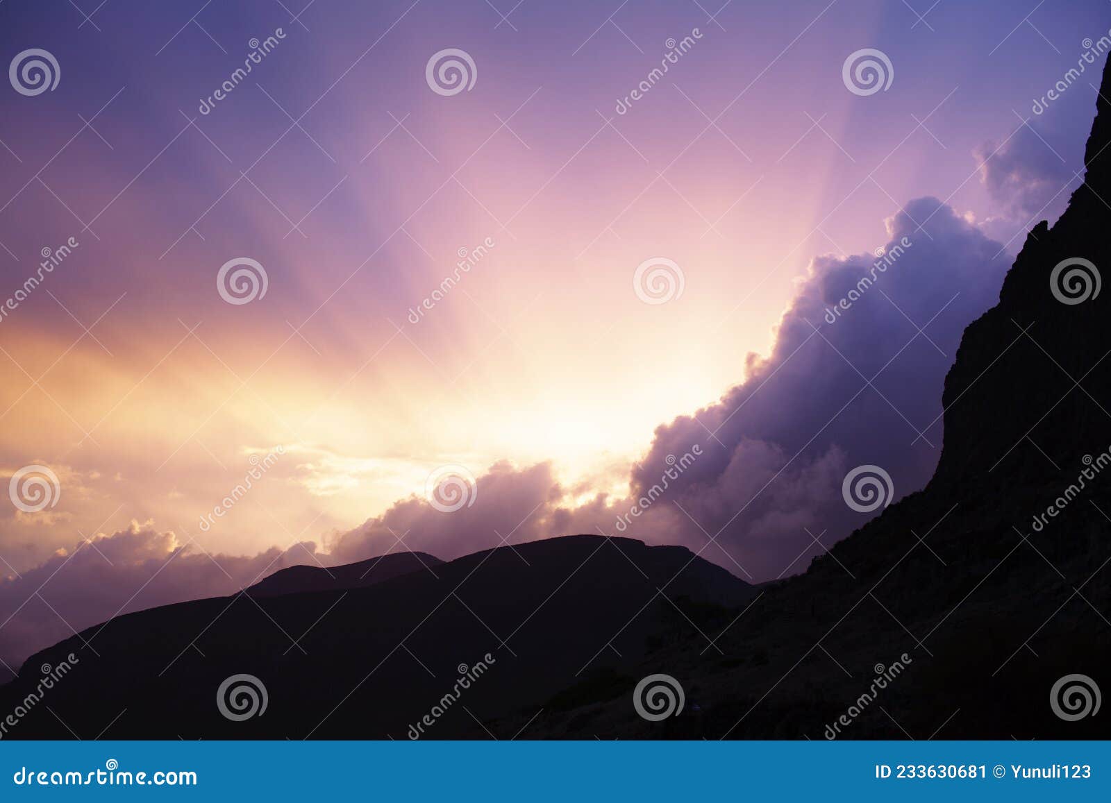 Beautiful Sunset in the Mountains, Landscape Bright View Stock Image ...