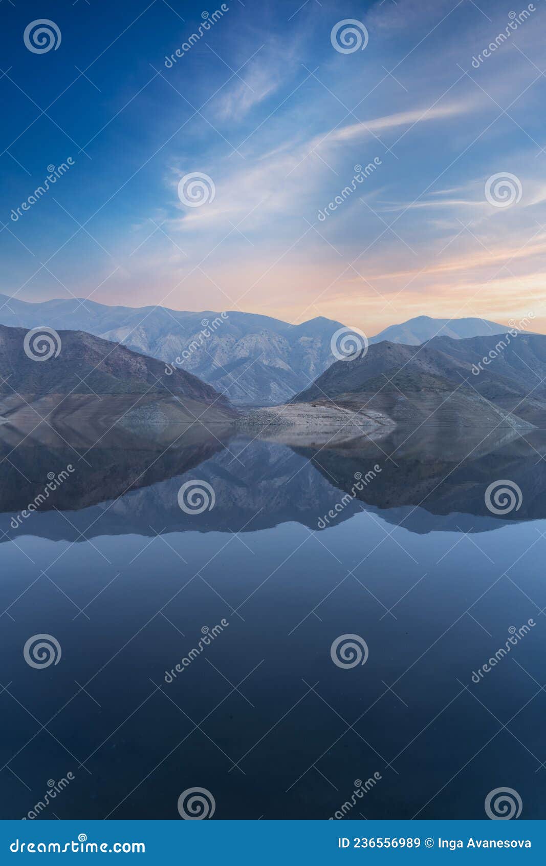 Beautiful Sunset on the and Mountains with Reflection in the Water ...