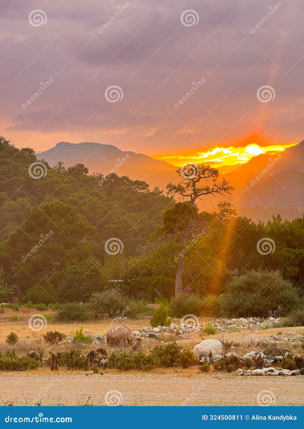 Beautiful Sunset in the Mountains Stock Image - Image of nature, road ...