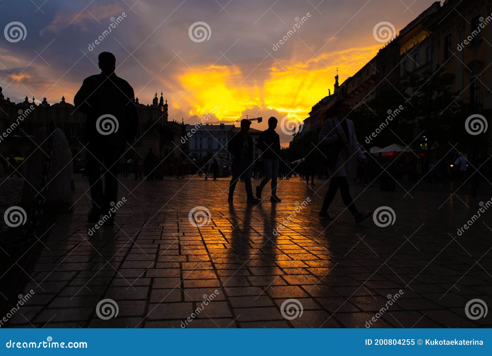 Beautiful Sunset on the Old Town Square Stock Image - Image of colorful ...