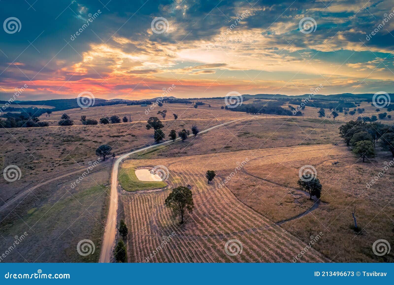 Beautiful Sunset Over Fields. Stock Image - Image of adventure ...