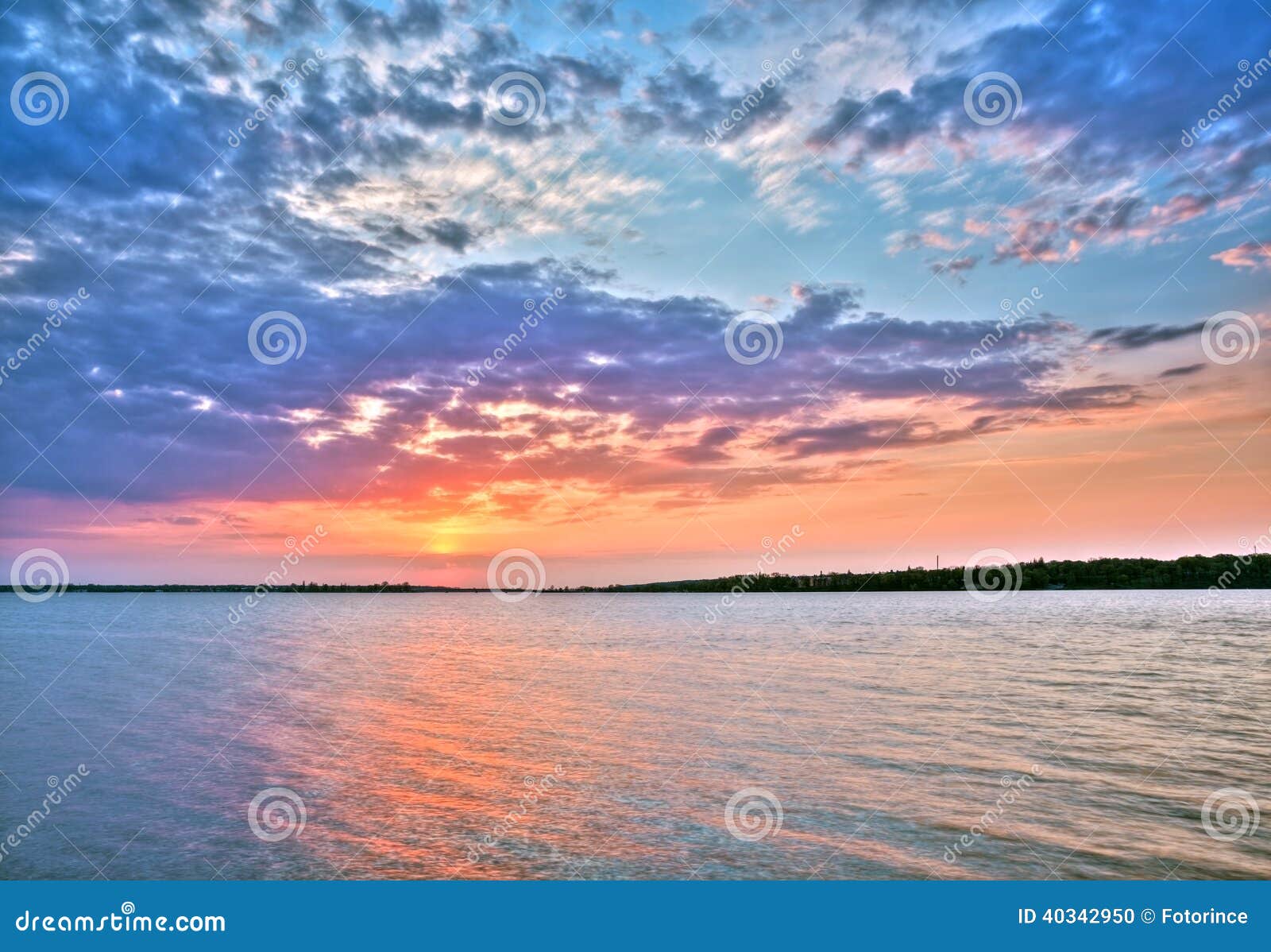 Beautiful Sunset Over the Lake Stock Photo - Image of bright ...