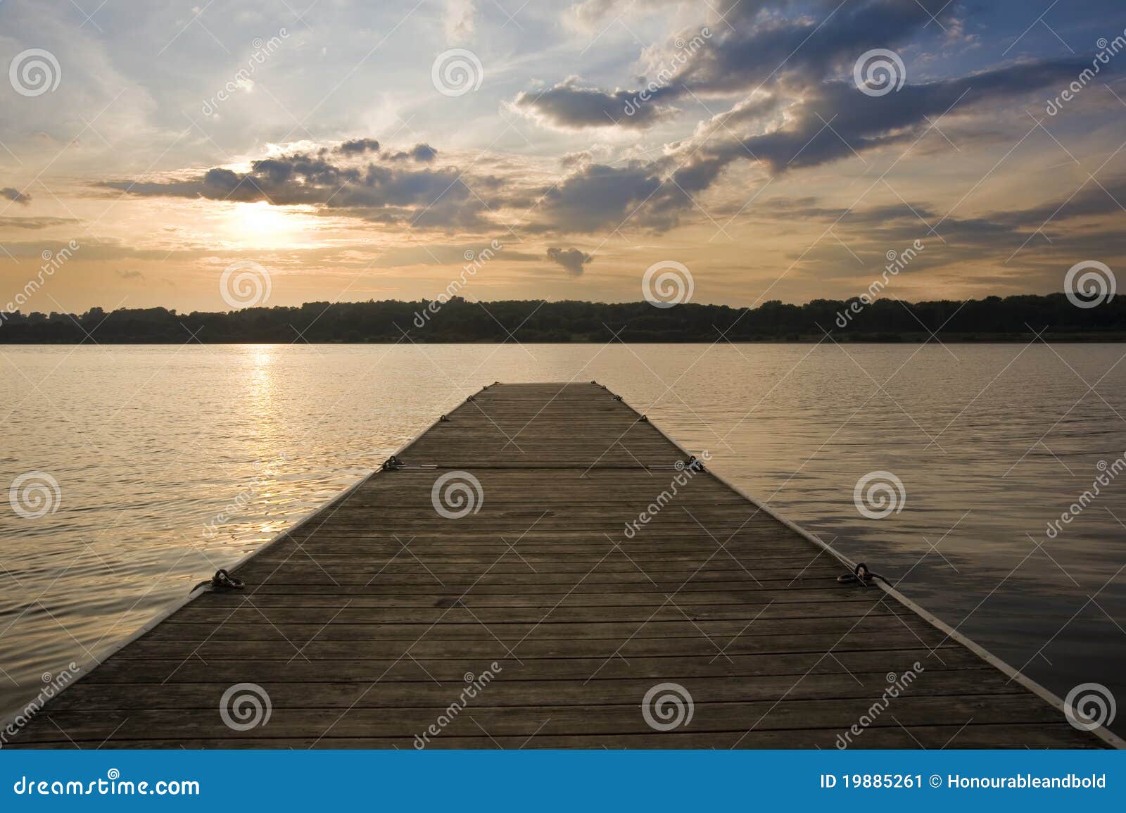 Beautiful Sunset Over Lake Landscape with Jetty Stock Image - Image of ...