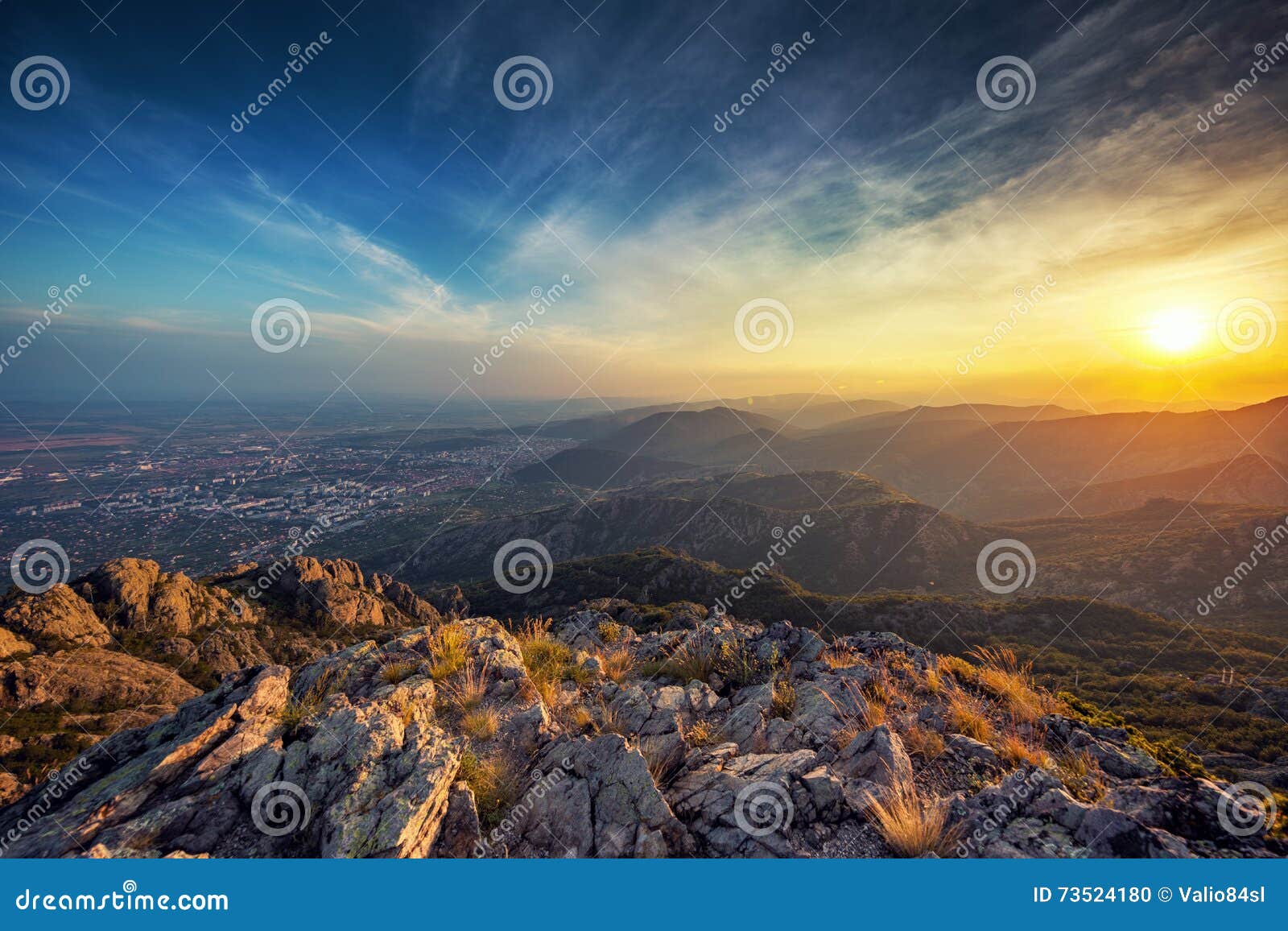 Beautiful Sunset Over the Mountain Stock Photo - Image of forest ...