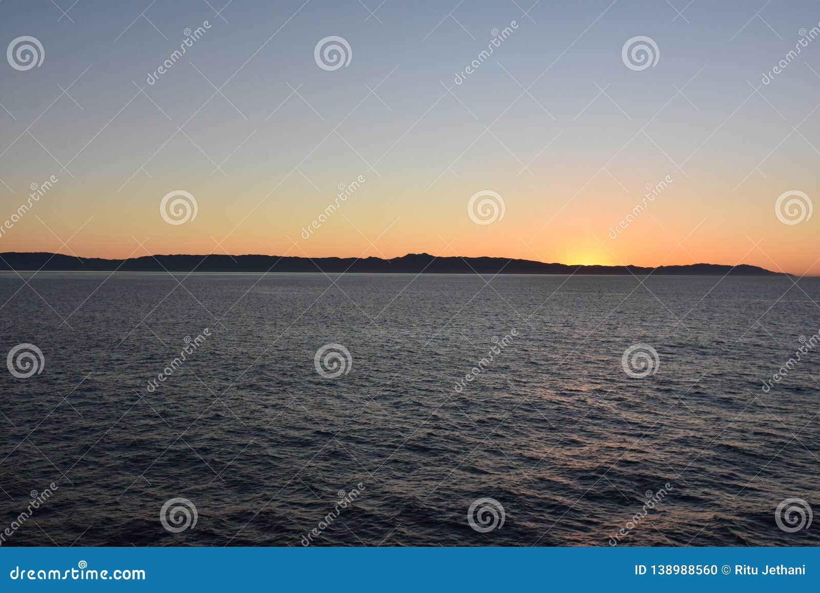 Sunset Over the Pacific Ocean Waters Stock Photo - Image of natural ...