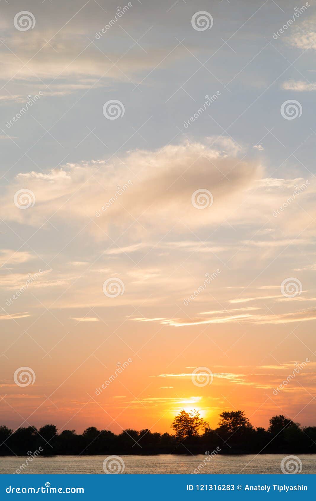 Beautiful Sunset Over the River with Bright Clouds Stock Image - Image ...