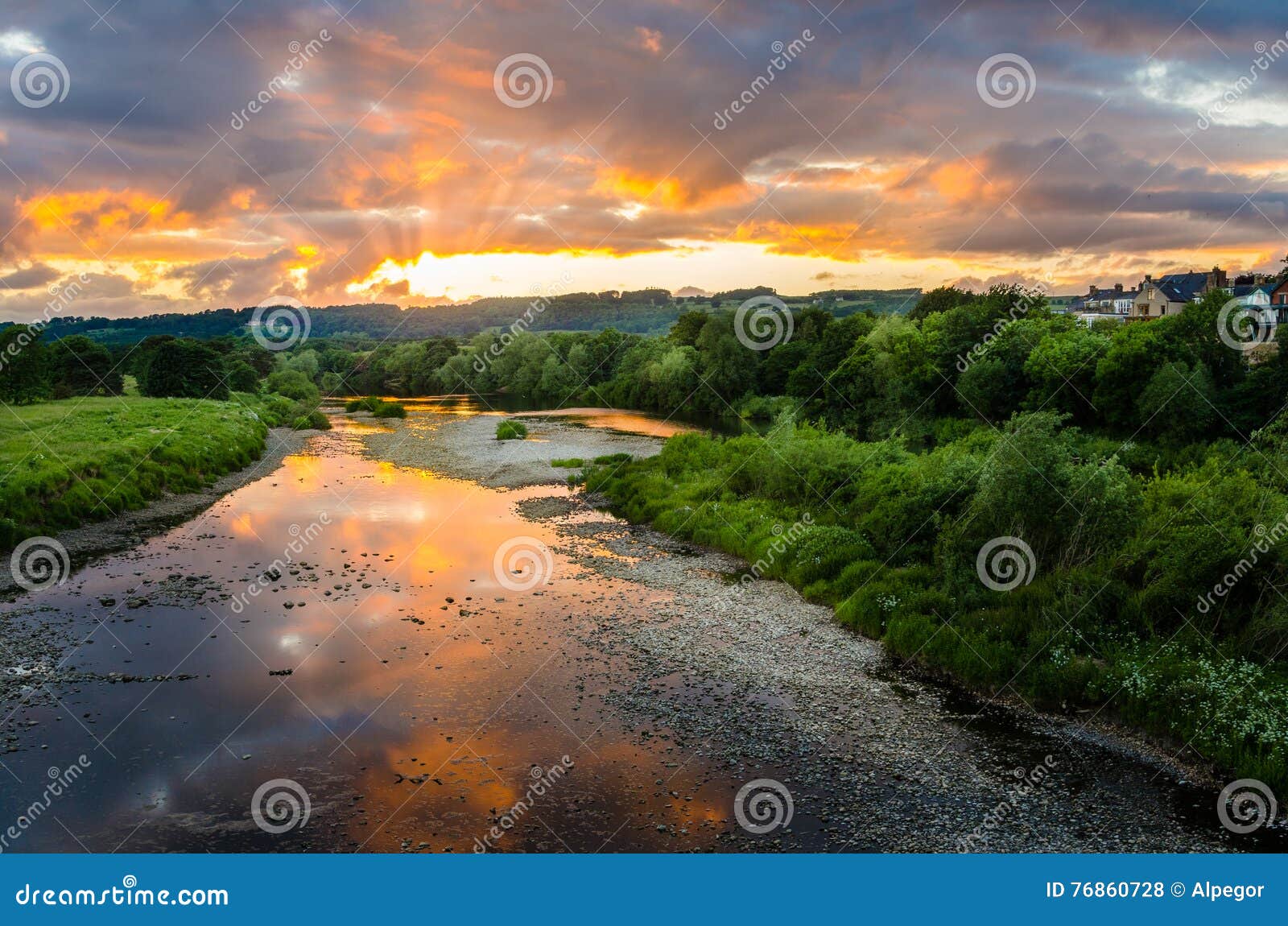 Beautiful Sunset Over River Stock Photo - Image of golden, northern ...