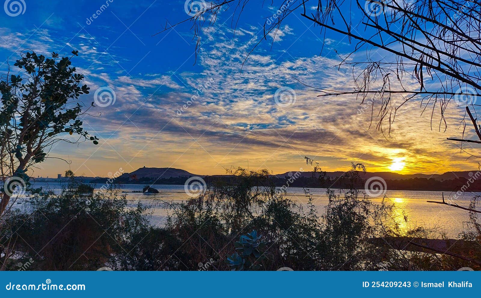 Beautiful Sunset Over the River Nile in Aswan, Egypt Stock Image ...