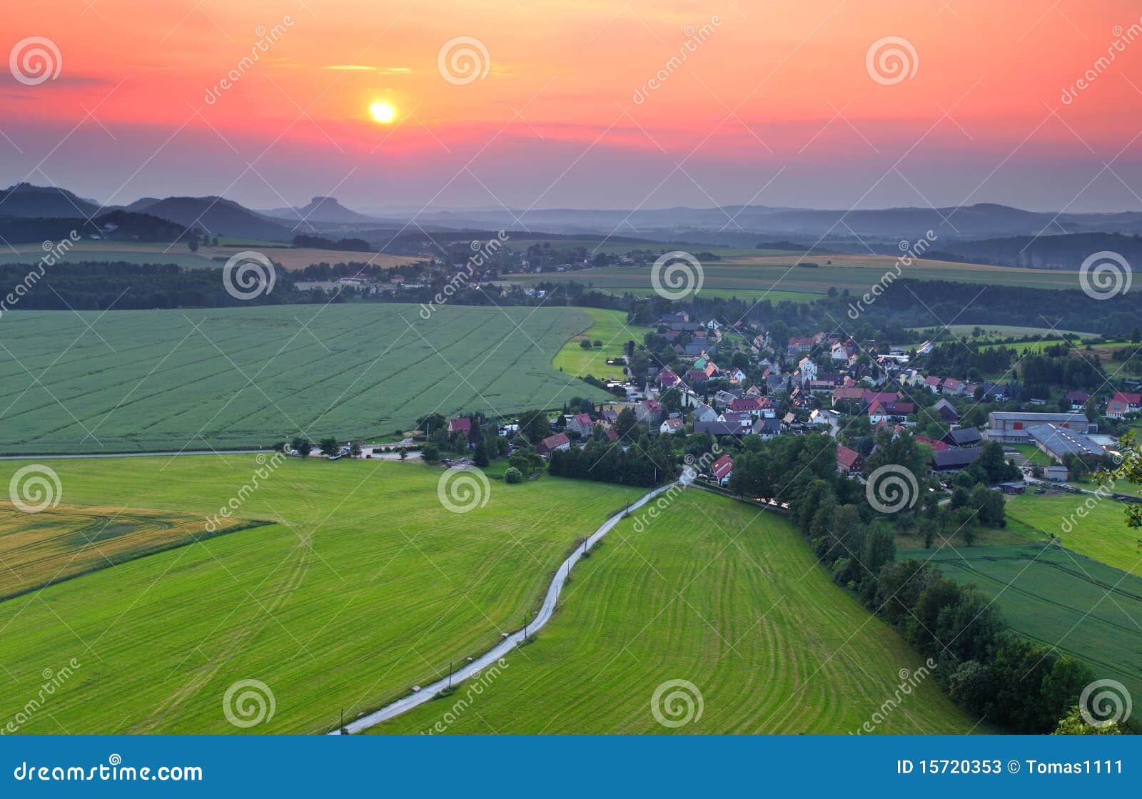 Beautiful Sunset Over Small City Stock Image - Image of beautiful ...