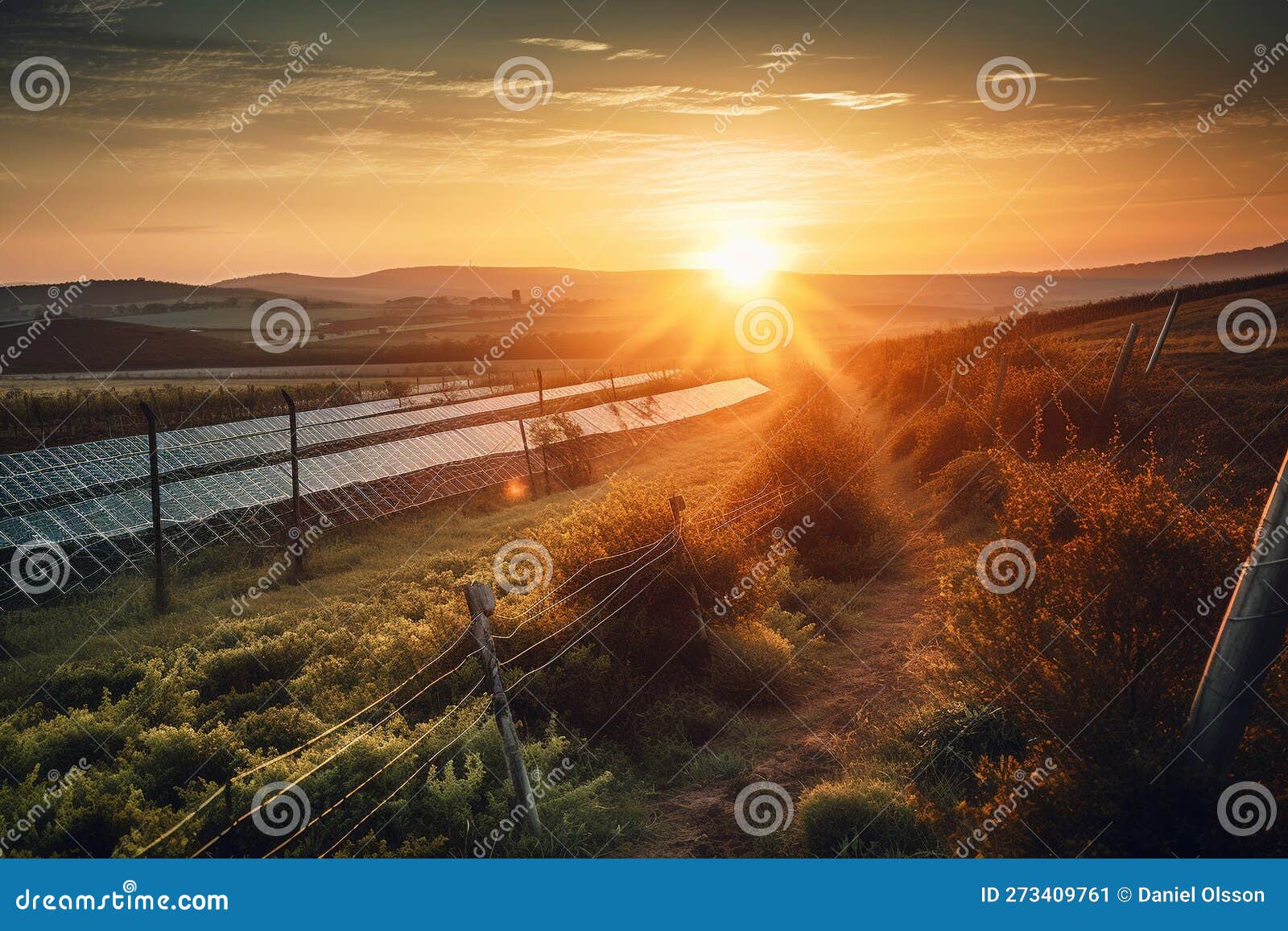 Solar Farm With Solar Panels And Wind Turbines In The Background ...