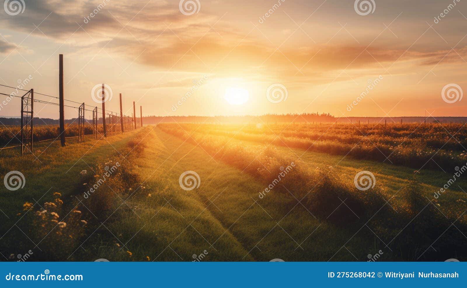 Beautiful Sunset Over Solar Farm with Sunset on the Background Stock ...