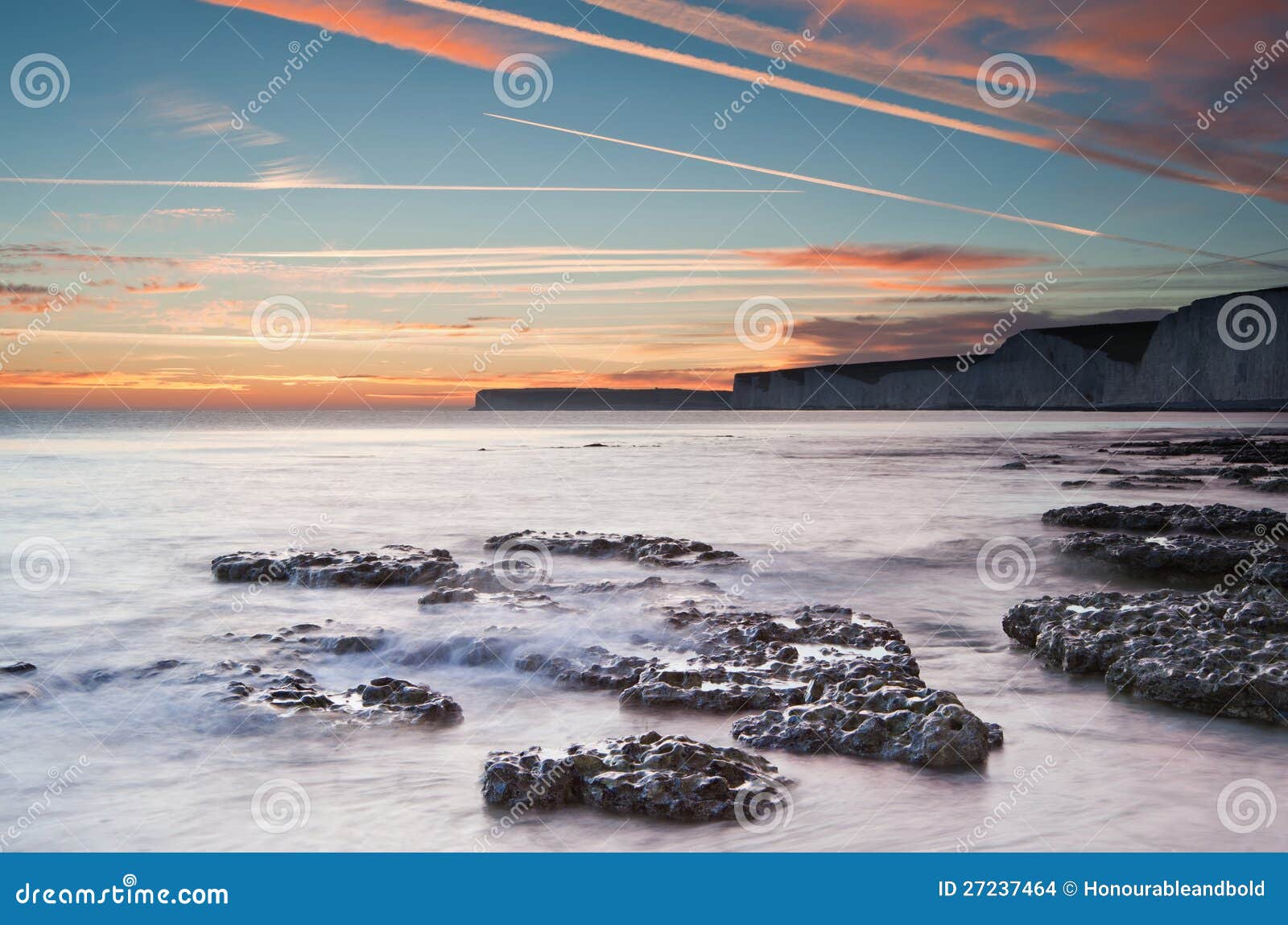Beautiful Sunset Over Summer Ocean with Cliffs Stock Photo - Image of ...
