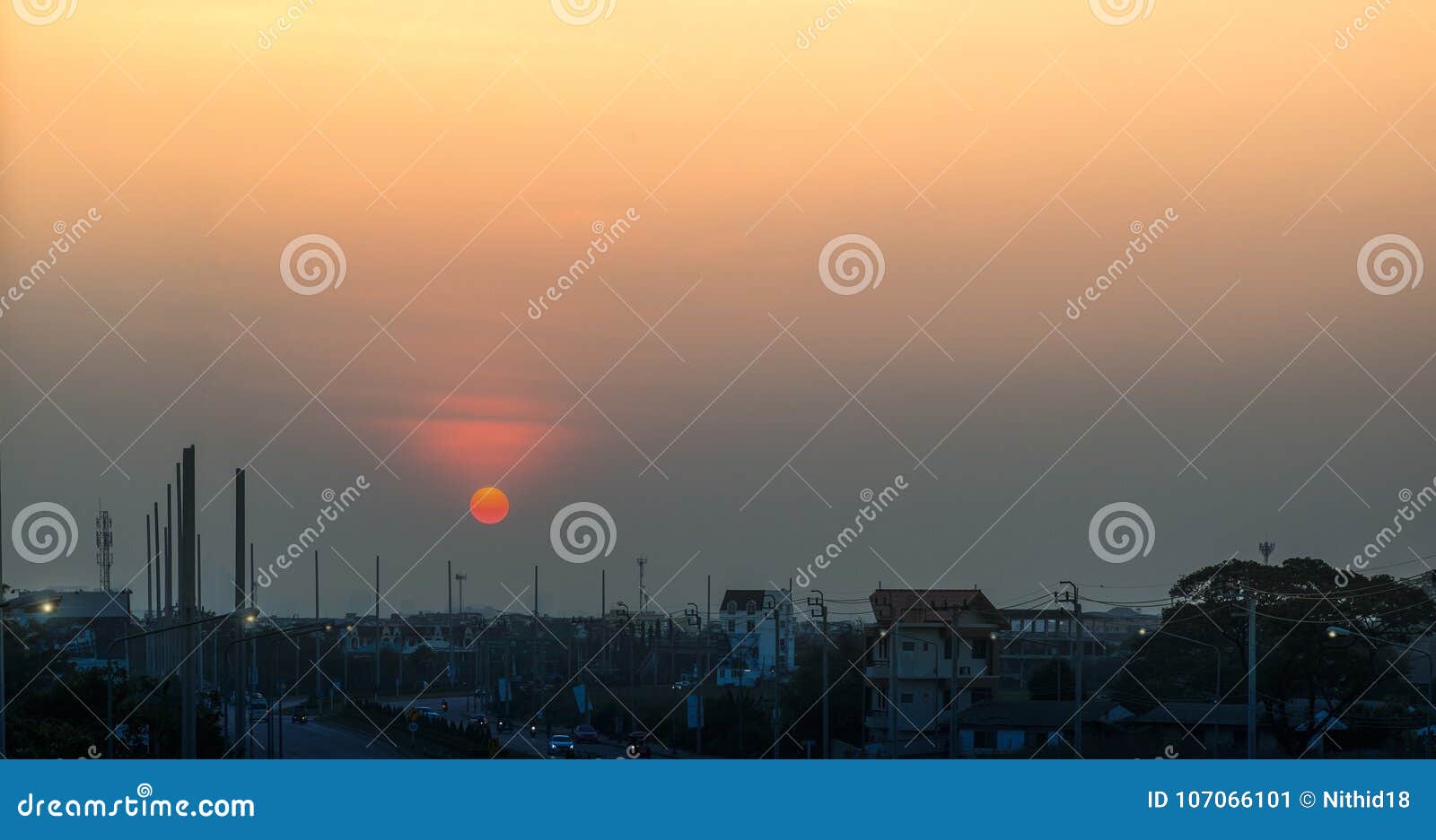 Beautiful Sunset Over the Village. Stock Image - Image of clear, sunset ...