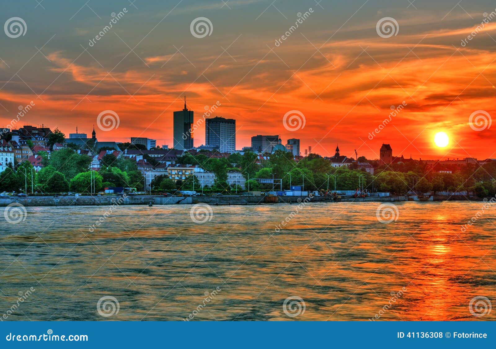 Beautiful Sunset Over Warsaw Stock Photo - Image of gorgeous, range ...