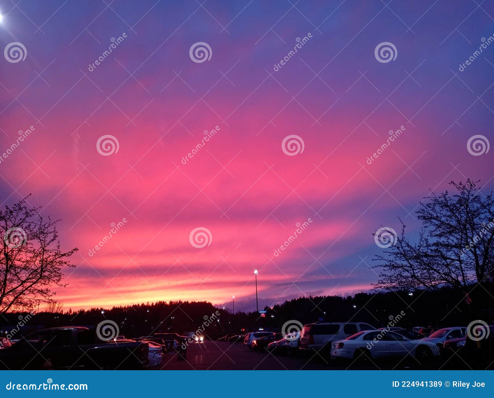 Beautiful Sunset Parking Lot View Stock Image - Image of light ...