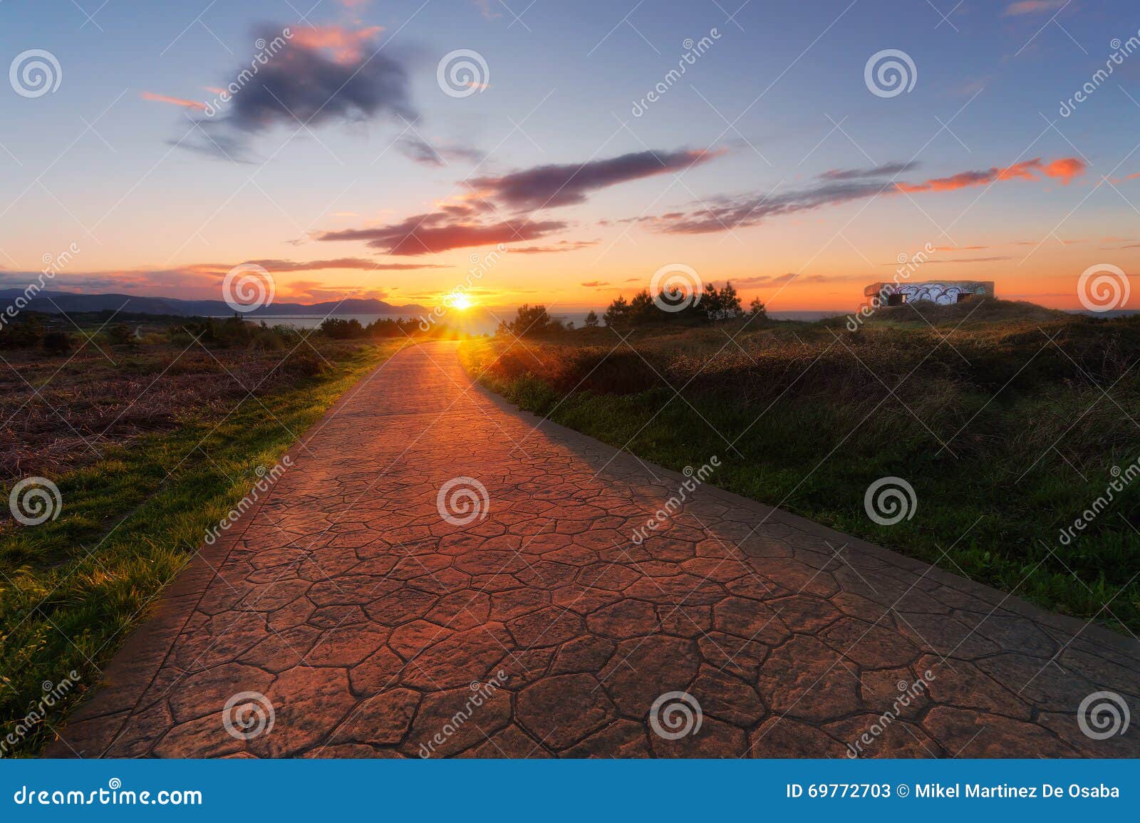 Beautiful sunset on path stock image. Image of vizcaya - 69772703